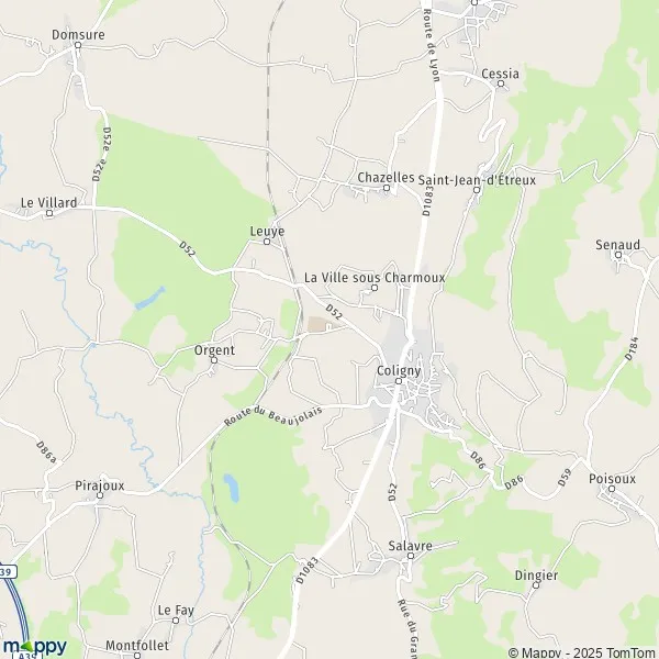 Map Coligny: map of Coligny (01270) and practical information