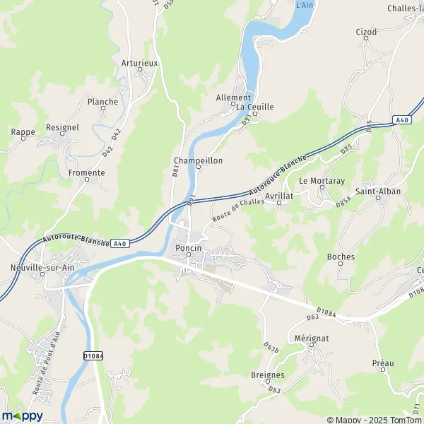 Map Poncin: map of Poncin (01450) and practical information