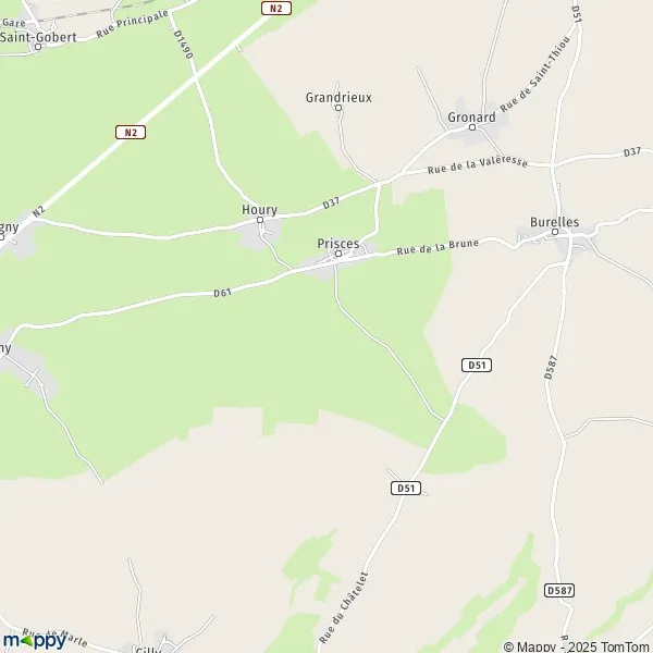 Map Prisces: map of Prisces (02140) and practical information