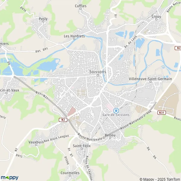 Map Soissons: map of Soissons (02200) and practical information