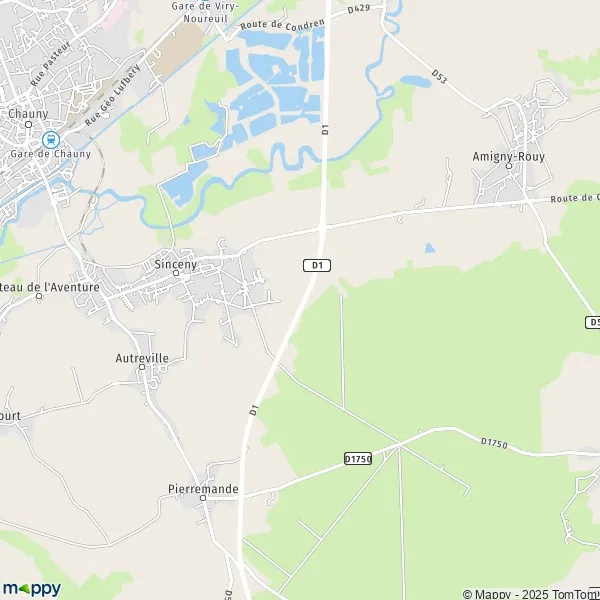 Map Sinceny: map of Sinceny (02300) and practical information