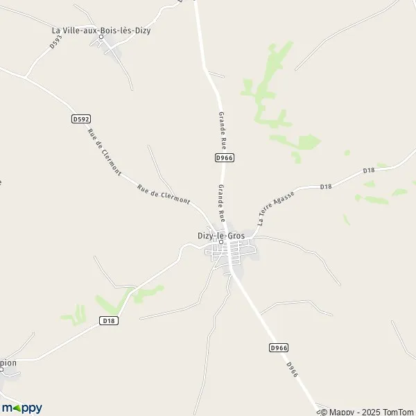 Map Dizy-le-Gros: map of Dizy-le-Gros (02340) and practical information