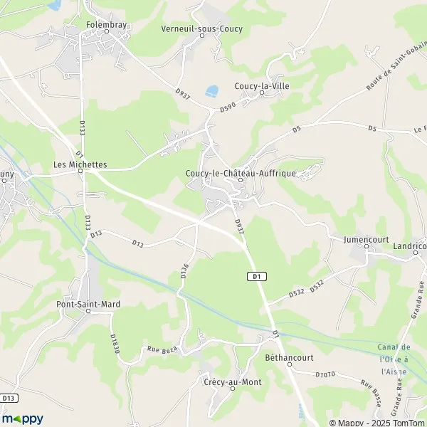 Map Coucy-le-Château-Auffrique: map of Coucy-le-Château-Auffrique ...