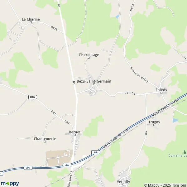 Map Bézu-Saint-Germain: map of Bézu-Saint-Germain (02400) and practical ...