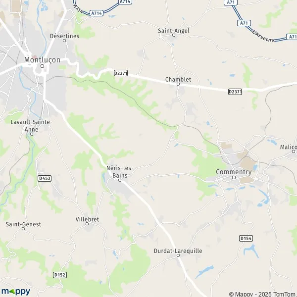 Map Néris-les-Bains: map of Néris-les-Bains (03310) and practical ...