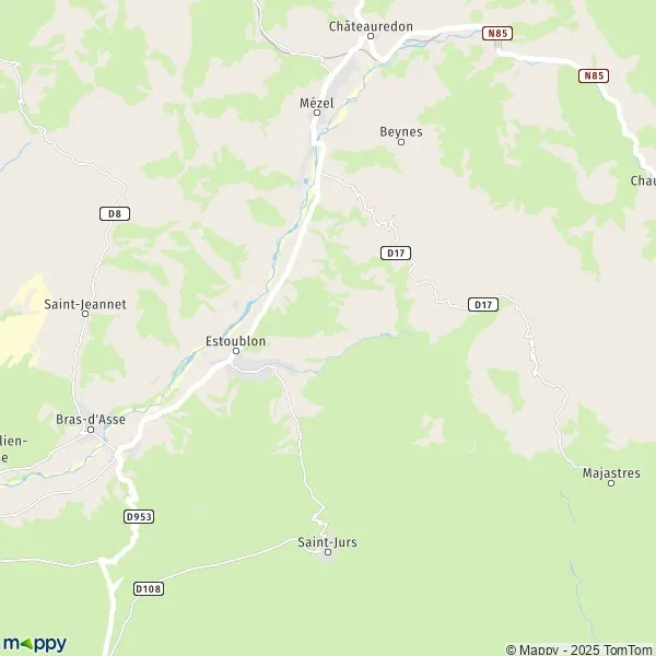 Map Estoublon: map of Estoublon (04270) and practical information