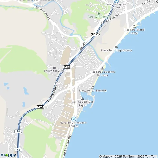 Map La Mer: map of La Mer (06270) and practical information