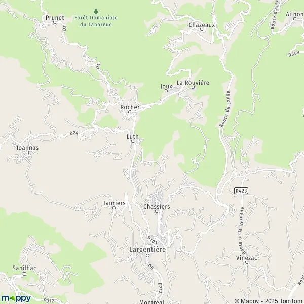 Map Chassiers: map of Chassiers (07110) and practical information