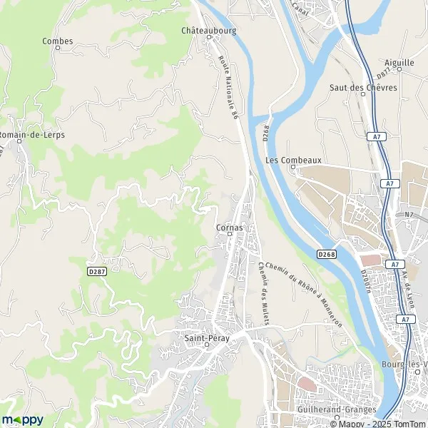 Map Cornas: map of Cornas (07130) and practical information