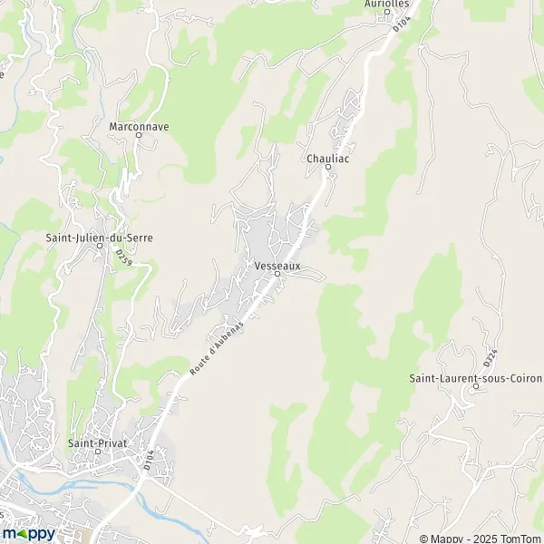 Map Vesseaux: map of Vesseaux (07200) and practical information