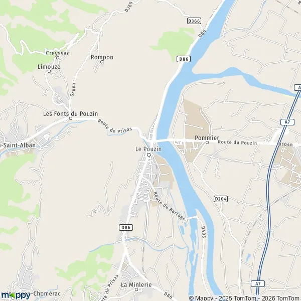 Map Le Pouzin: map of Le Pouzin (07250) and practical information