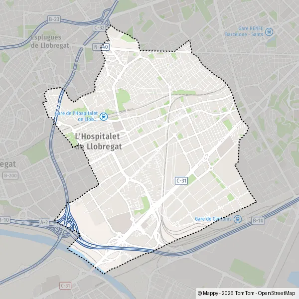 Map L'Hospitalet de Llobregat: map of L'Hospitalet de Llobregat (08014 ...
