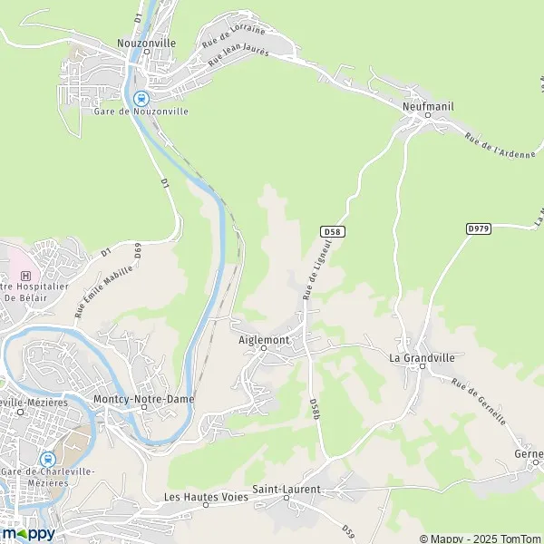 Map Aiglemont: map of Aiglemont (08090) and practical information