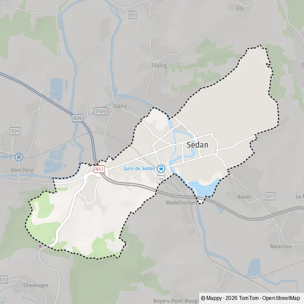 Map Sedan: map of Sedan (08200) and practical information