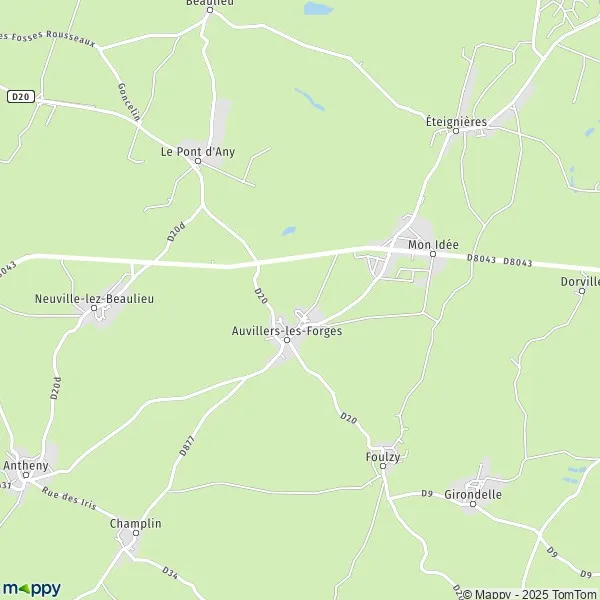 Map Auvillers-les-Forges: map of Auvillers-les-Forges (08260) and ...