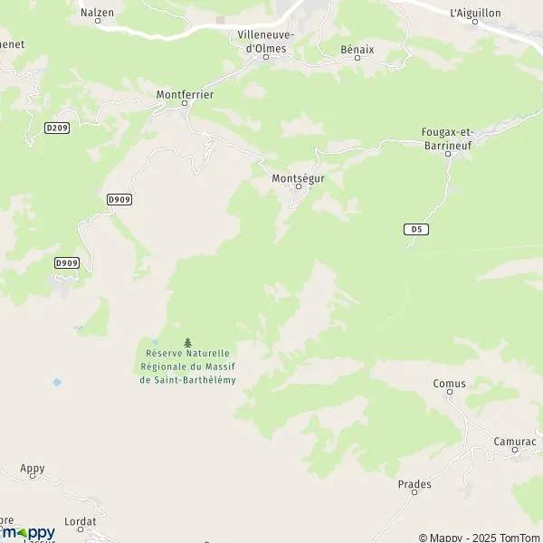 Map Montségur: map of Montségur (09300) and practical information