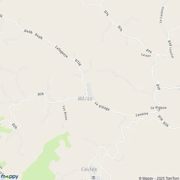 Map Méras: map of Méras (09350) and practical information