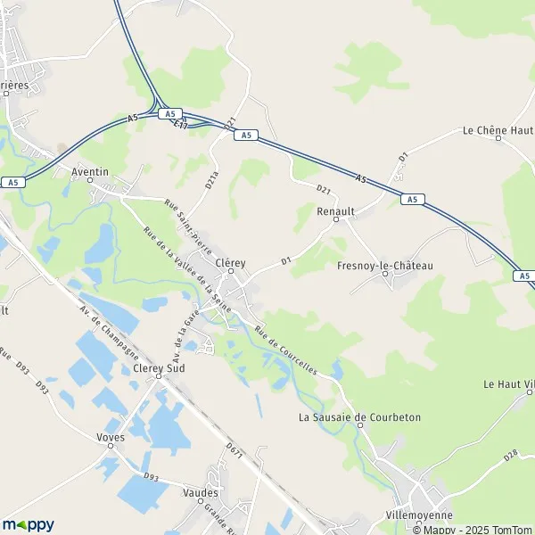 Map Clérey: map of Clérey (10390) and practical information
