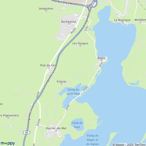 Map Bages: map of Bages (11100) and practical information