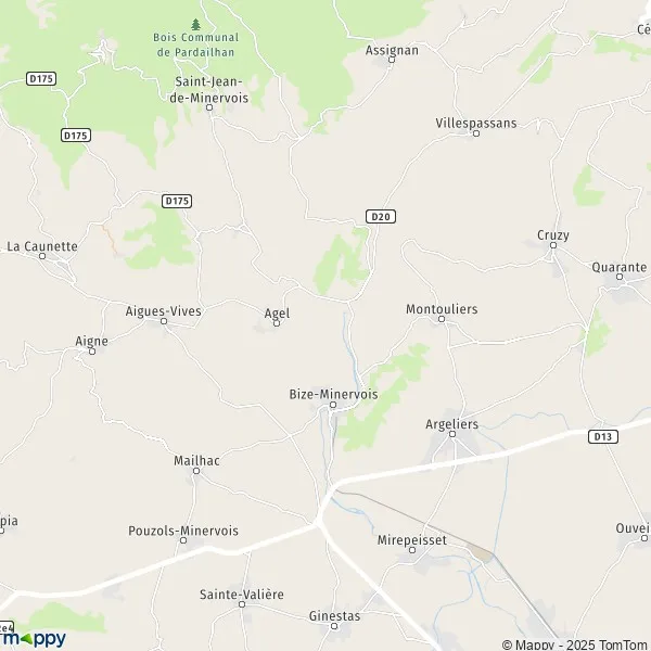 Map Bize-Minervois: map of Bize-Minervois (11120) and practical information