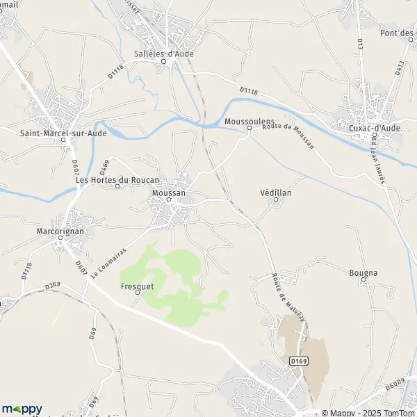 Map Moussan: map of Moussan (11120) and practical information