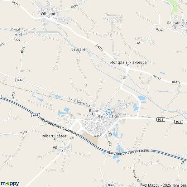 Map Bram: map of Bram (11150) and practical information