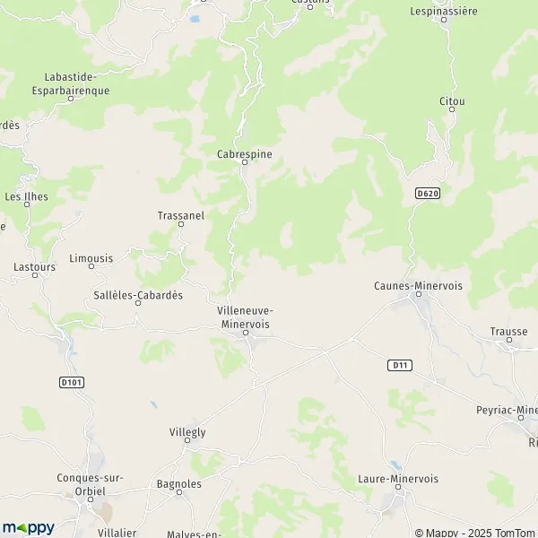 Map Villeneuve-Minervois: map of Villeneuve-Minervois (11160) and ...