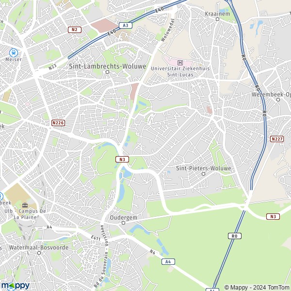 Map Woluwe-Saint-Pierre: map of Woluwe-Saint-Pierre (1150) and ...