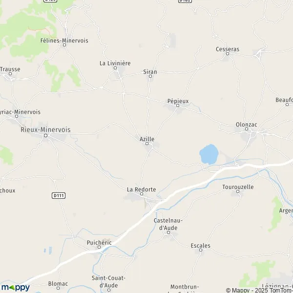 Map Azille: map of Azille (11700) and practical information