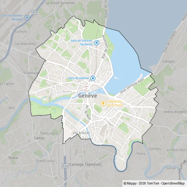 Map Geneva: map of Geneva (1201) and practical information
