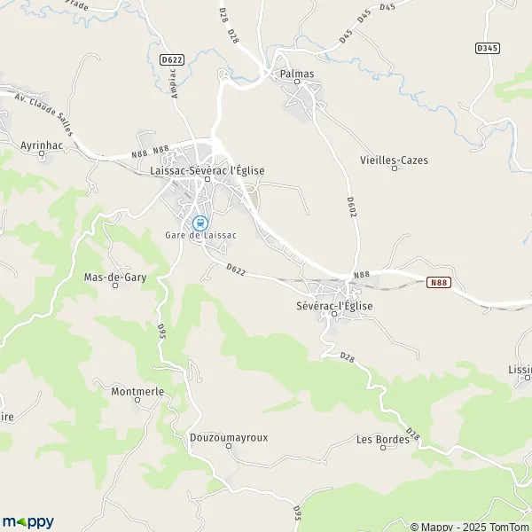 Map Laissac-Sévérac l'Église: map of Laissac-Sévérac l'Église (12310 ...