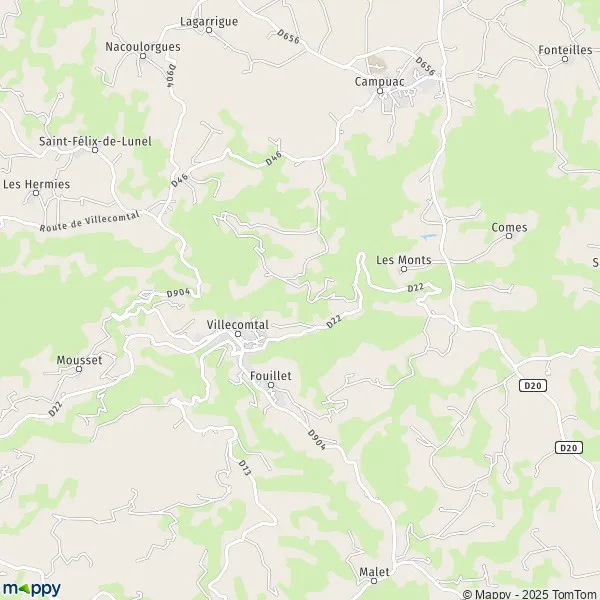 Map Villecomtal: map of Villecomtal (12580) and practical information