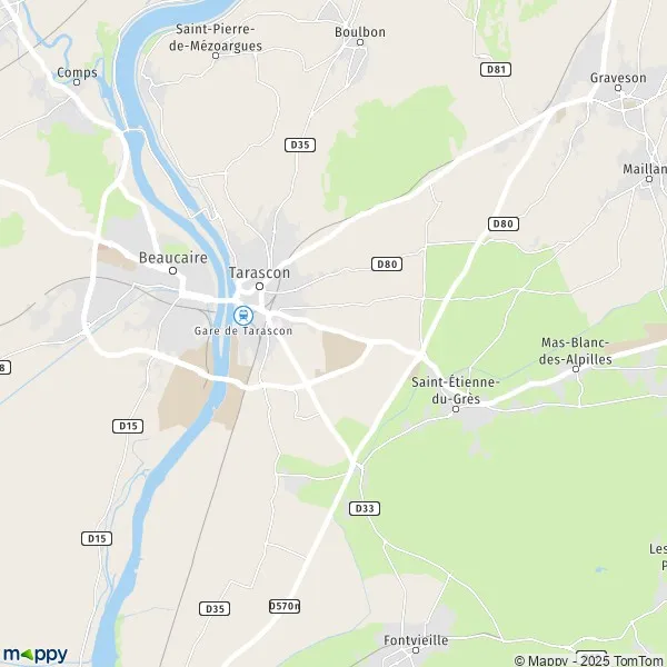 Map Tarascon: map of Tarascon (13150) and practical information