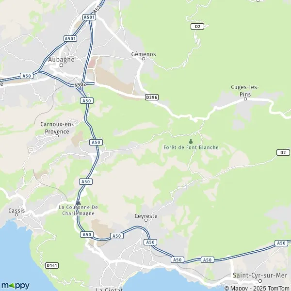 Map Roquefort-la-Bédoule: map of Roquefort-la-Bédoule (13830) and ...