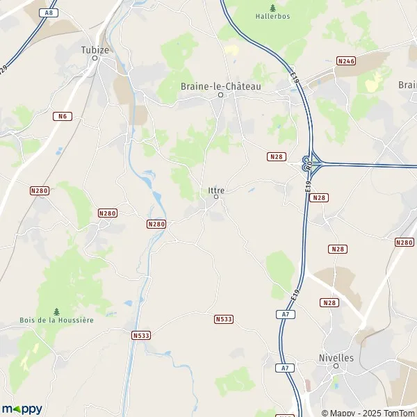 Map Ittre: map of Ittre (1460) and practical information