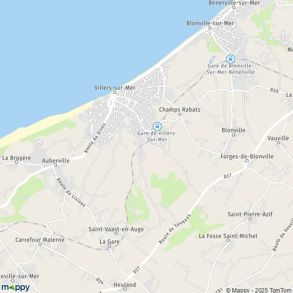 Map Villers-sur-Mer: map of Villers-sur-Mer (14640) and practical ...