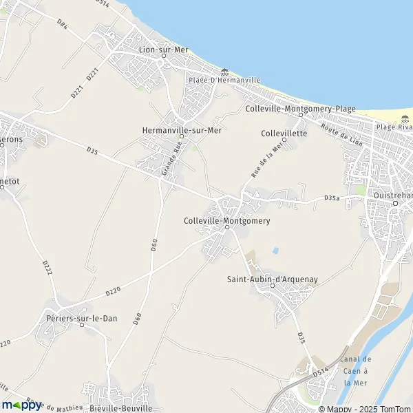 Map Colleville-Montgomery: map of Colleville-Montgomery (14880) and ...