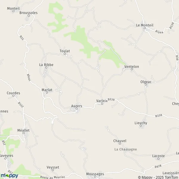 Map Auzers: map of Auzers (15240) and practical information