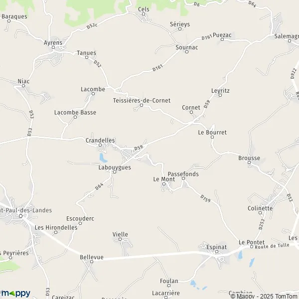 Map Crandelles: map of Crandelles (15250) and practical information