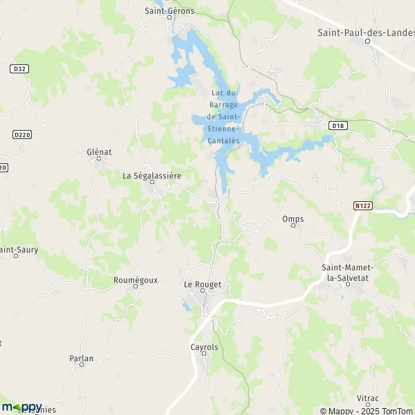 Map Le Rouget-Pers: map of Le Rouget-Pers (15290) and practical information