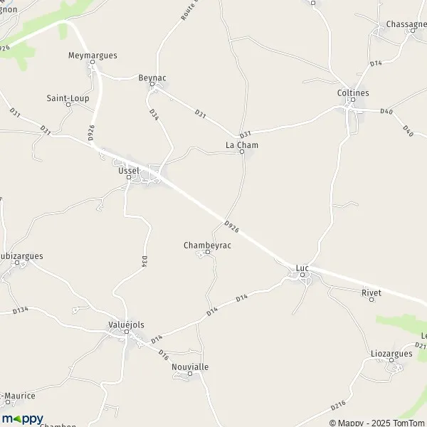 Map Ussel: map of Ussel (15300) and practical information