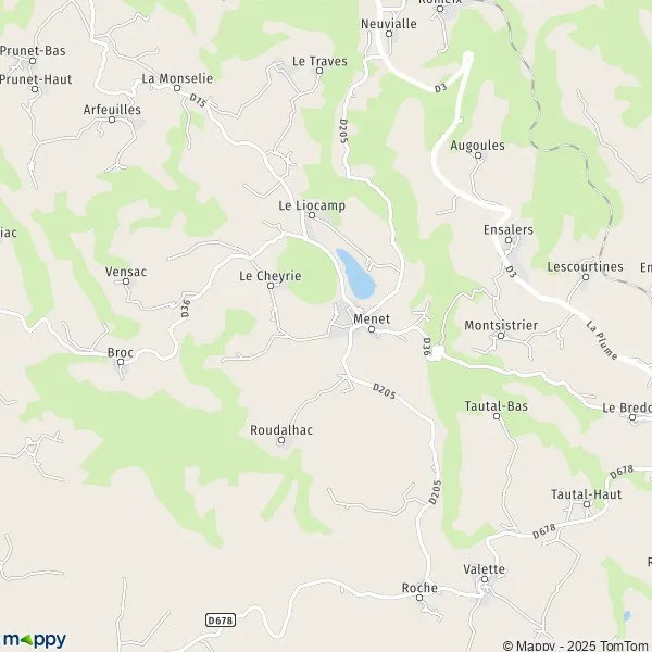 Map Menet: map of Menet (15400) and practical information