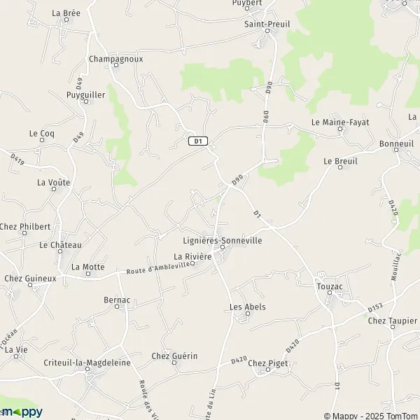 Map Lignières-Sonneville: map of Lignières-Sonneville (16130) and ...