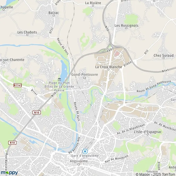 Map Gond-Pontouvre: map of Gond-Pontouvre (16160) and practical information