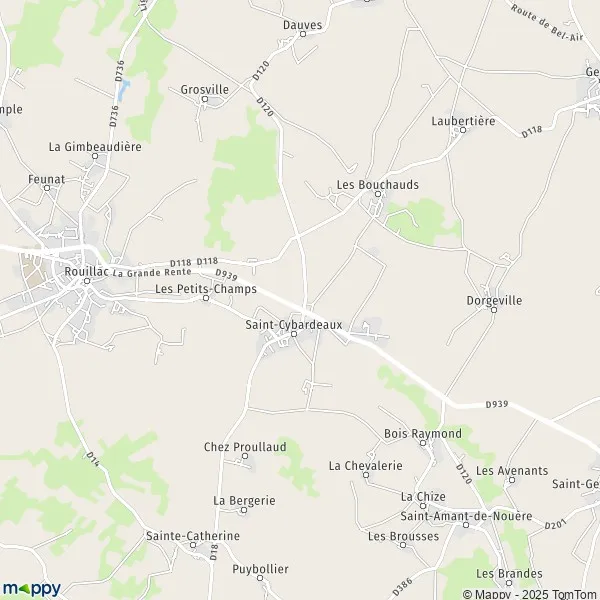 Map Saint-Cybardeaux: map of Saint-Cybardeaux (16170) and practical ...