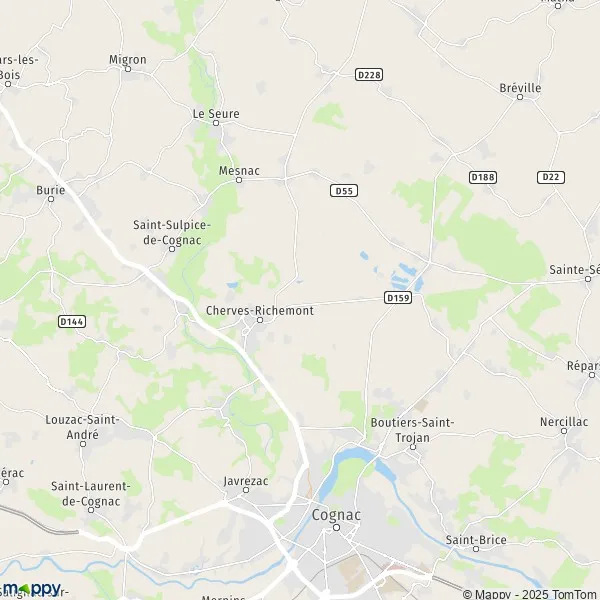 Map Cherves-Richemont: map of Cherves-Richemont (16370) and practical ...