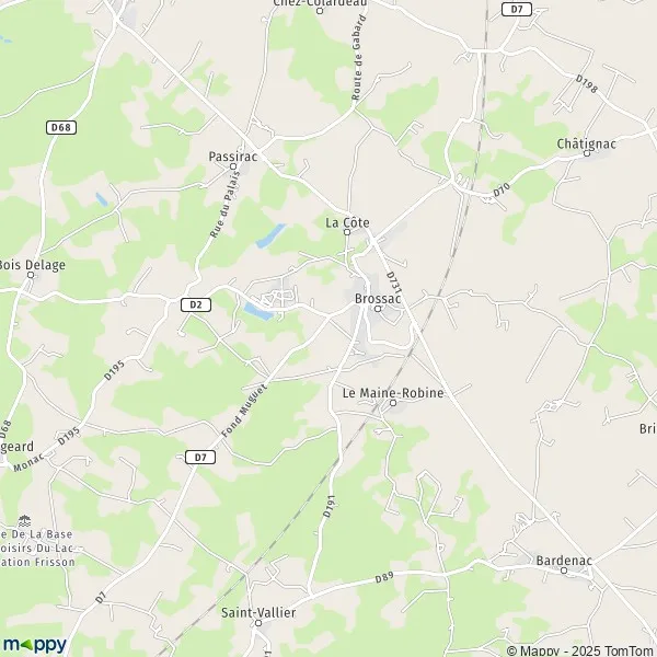 Map Brossac: map of Brossac (16480) and practical information