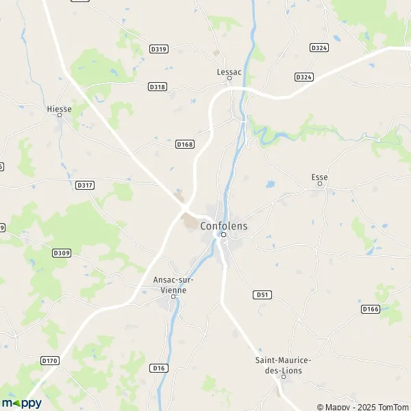 Map Confolens: map of Confolens (16500) and practical information