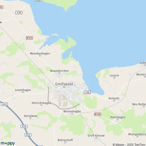 Map Greifswald: map of Greifswald (17489) and practical information