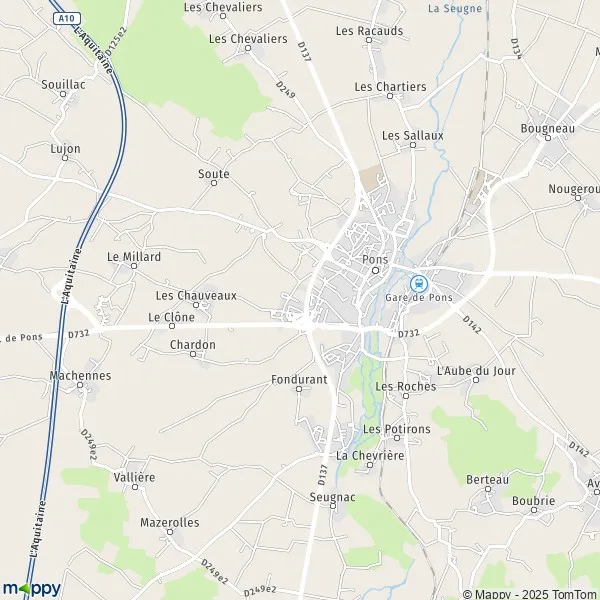 Map Pons: map of Pons (17800) and practical information